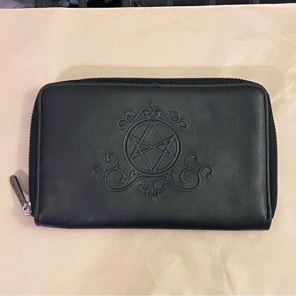 Killstar | Bags | Killstar Spellcaster Black Faux Leather Zip Around ...